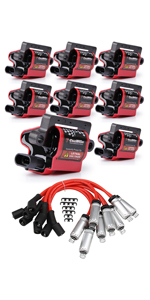 High Performance 8Pcs D585 UF262 Ignition Coils Pack Round Type + 8Pcs 8mm Spark Plug Wire Set ...