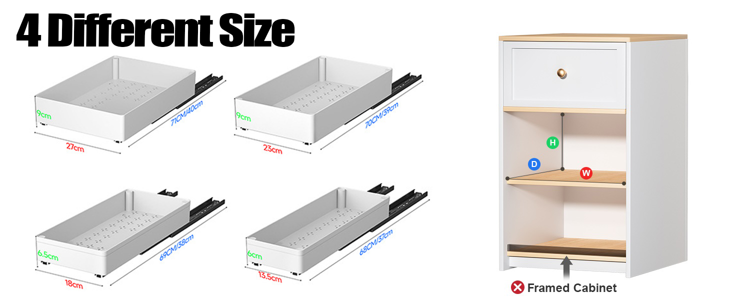 Amazon.com: 4 Pack Pull Out Cabinet Organizer, Different Size Pull Out ...