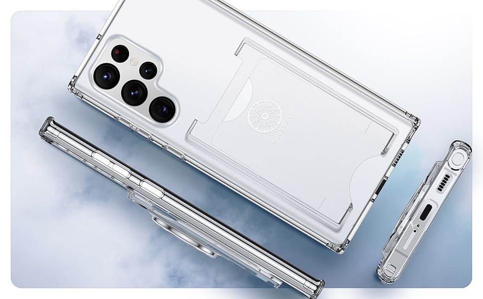 SHIELDS UP for Samsung S25 Ultra Case, Wallet Minimalist Case with Ring Kickstand and Card ...