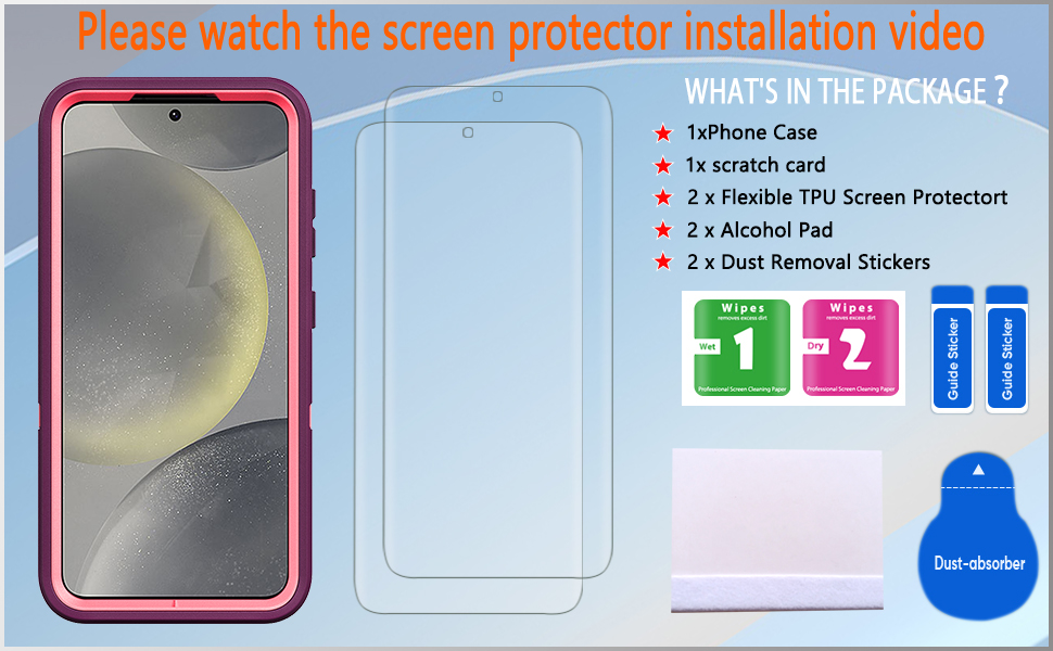 Amazon.com: HONG-AMY for S24, Samsung Galaxy S24 Case with Self Healing Flexible TPU Screen ...