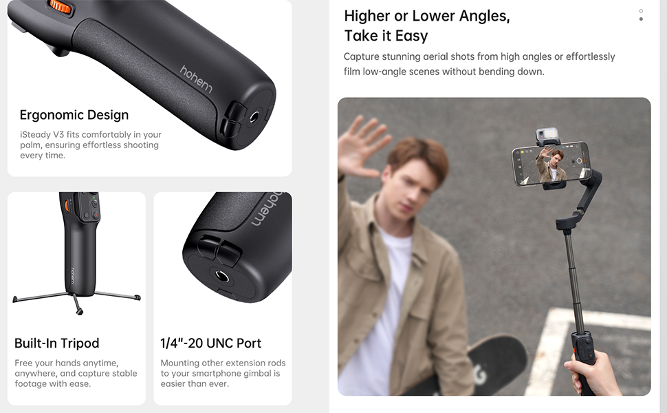 Amazon.com: hohem iSteady V3 Gimbal Stabilizer for Smartphone Support ...