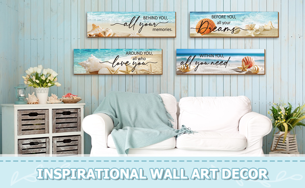 Amazon.com: Riletese 4 Pcs Beach Wall Decor Art, Inspirational Quotes ...