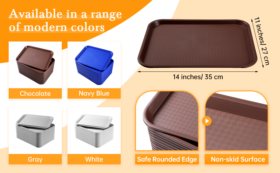 Amazon.com: Mifoci 24 Pcs Fast Food Tray Bulk Plastic Serving Tray 14 x ...