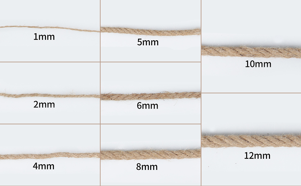 jijAcraft 8MM Jute Rope, 20M Thick Jute Rope Strong Hemp Rope with Coil ...