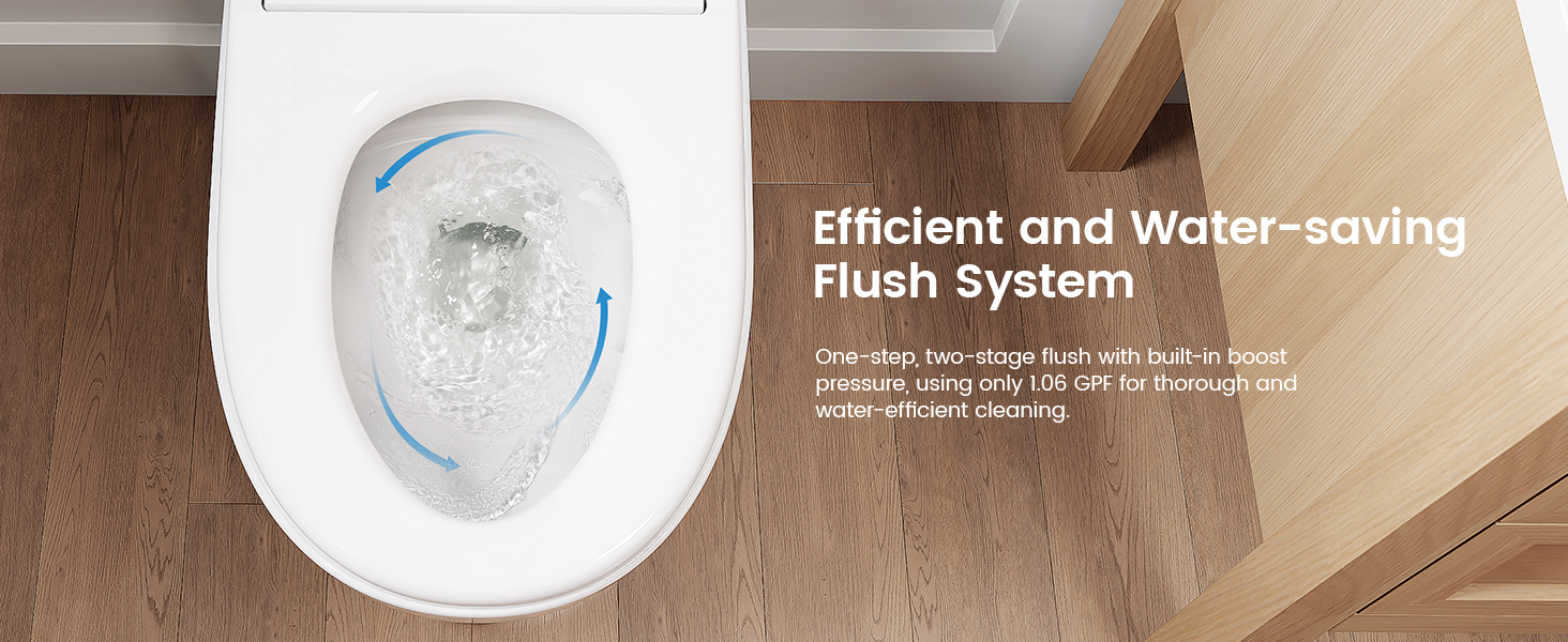 DA80 Smart Toilet with Bidet, One Piece Bidet Toilet with Water Tank & Pump, Elongated Heated ...