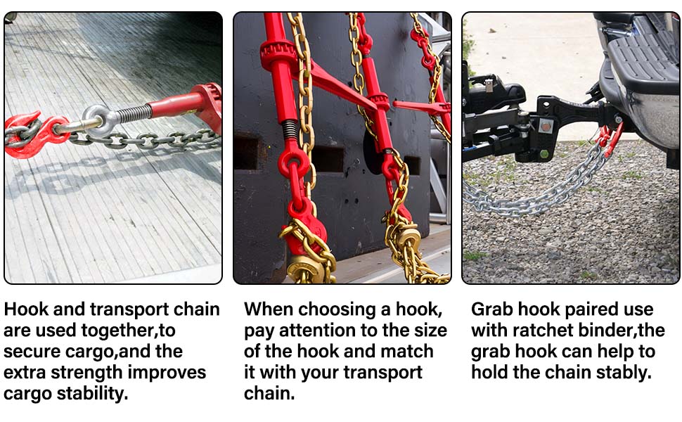 Lechansen 1/2'' Chain Hooks G80, 4 Pack Grade 80 Clevis Grab Hook 1/2 ...