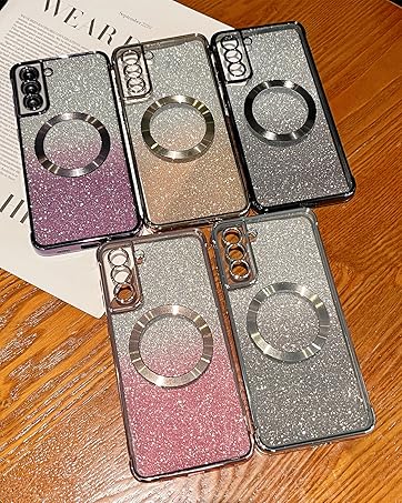 Amazon.com: ZTOFERA Clear Magnetic Case for Samsung Galaxy S21 Plus 5G with Gradient Glitter ...