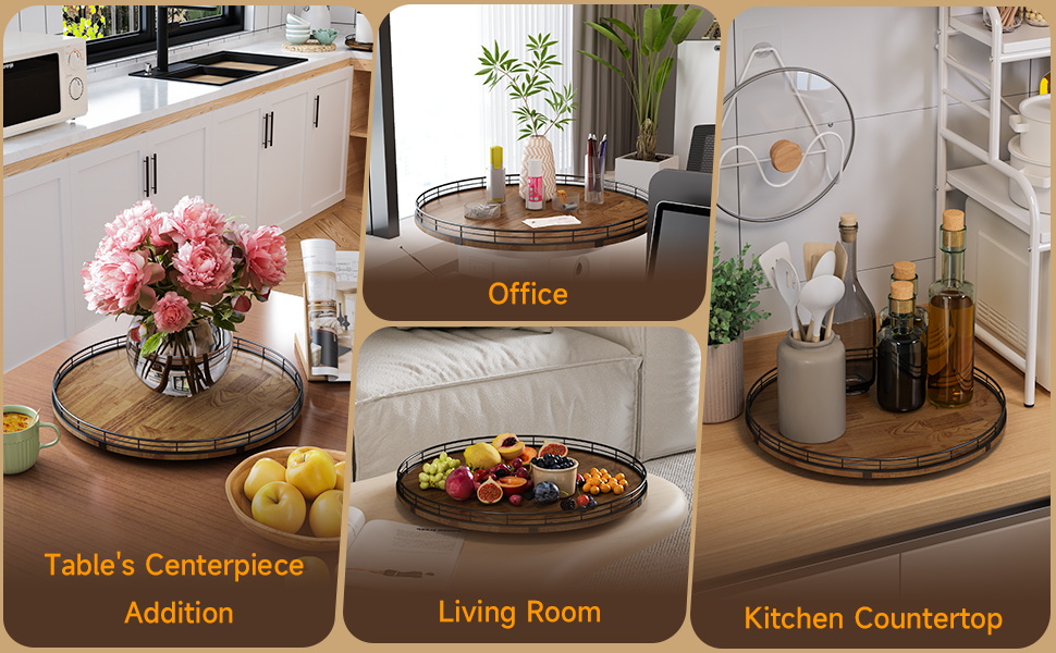 Amazon.com - Farmhouse Oak 18" Lazy Susan Turntable Organizer for Cabinet, Round Wooden Lazy ...