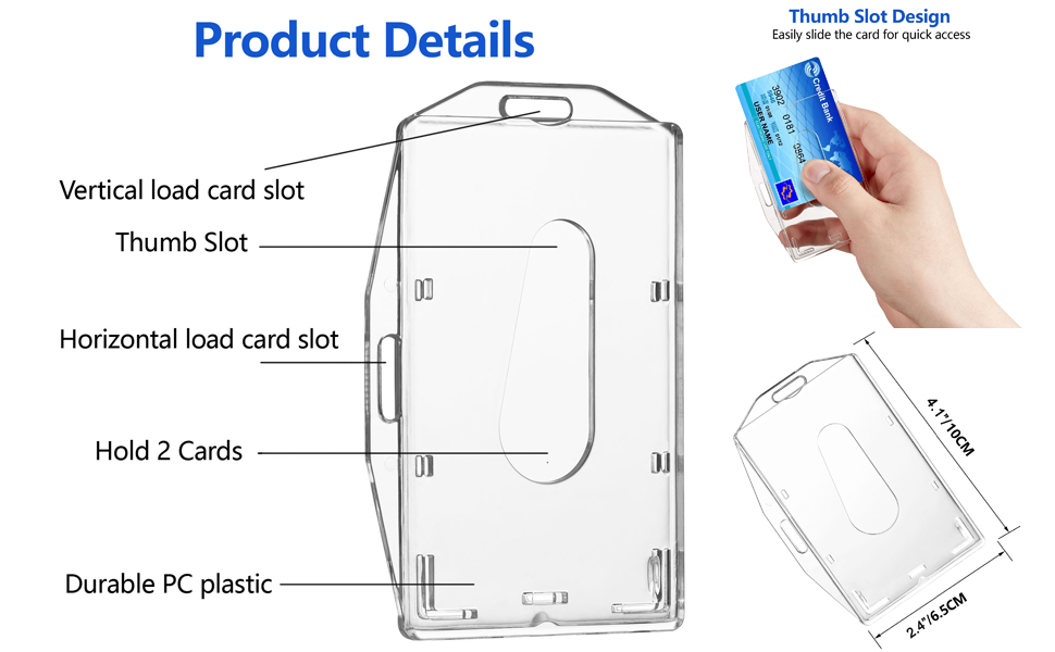 Amazon.com : 2 Pack Hard Plastic Badge Holder, Dual-Sided Horizontal and Vertical ID Card ...