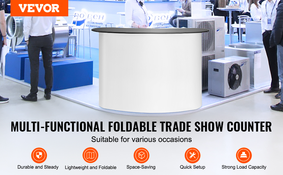 VEVOR Portable Tradeshow Podium Table, 1300 x 465 x 950 mm, Display Exhibition Counter Stand ...