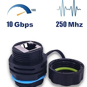 Amazon.com: Waterproof CAT6 RJ45 Panel Mount Coupler,Lonlonty IP68 Shielded Industrial Panel ...