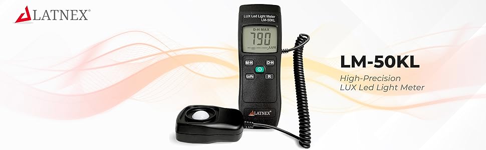 LATNEX Light Meter LM-50KL Measures Lux/Fc - LED/Fluorescent, Industrial, Household, and ...