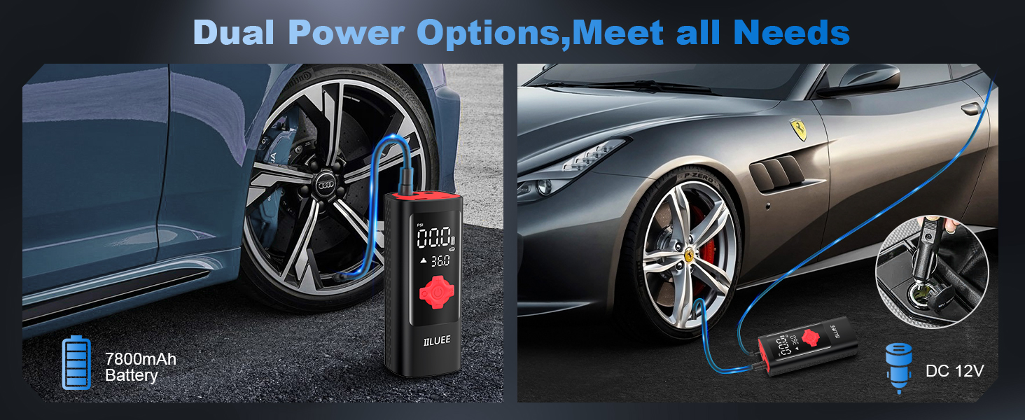 IILUEE Tire Inflator Portable Air Compressor,2X Faster tire Inflation,160PSI Cordless Air Pump ...