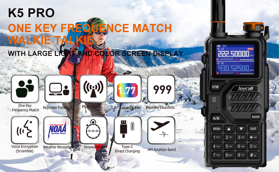 Amazon.com: Joycall K5Pro Walkie Talkie 10W High Power Handheld Rechargeable Long Range Walkie ...