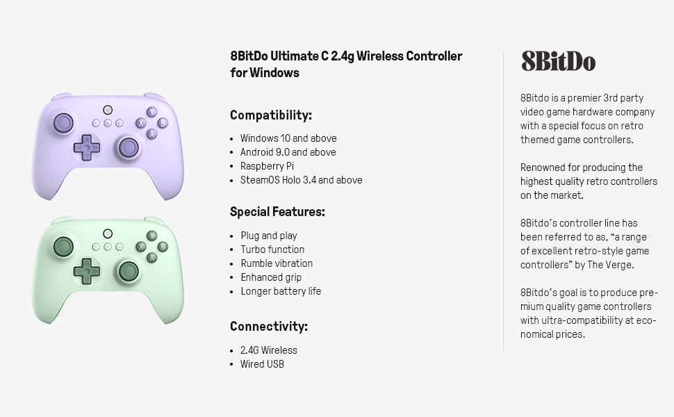 8Bitdo Ultimate C 2.4g Wireless Controller for Windows PC, Android ...