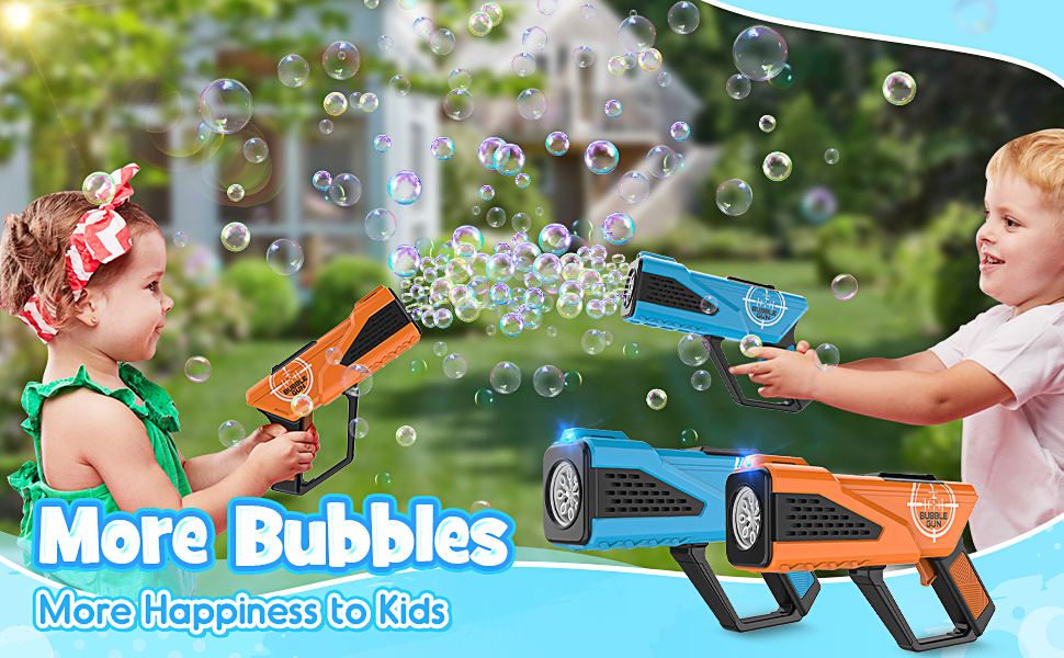 Boerfmo Bubble Gun - Bubble Machine for Kids - Bubbles Blaster with 8-Hole Wands & LED Light ...