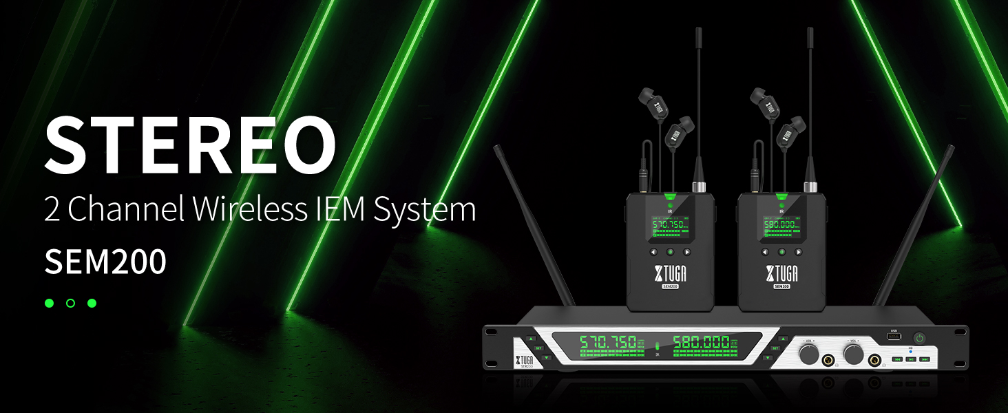 Amazon.com: XTUGA SEM200 Wireless in Ear Monitor System, Stereo IEM System with 4 Bodypacks for ...