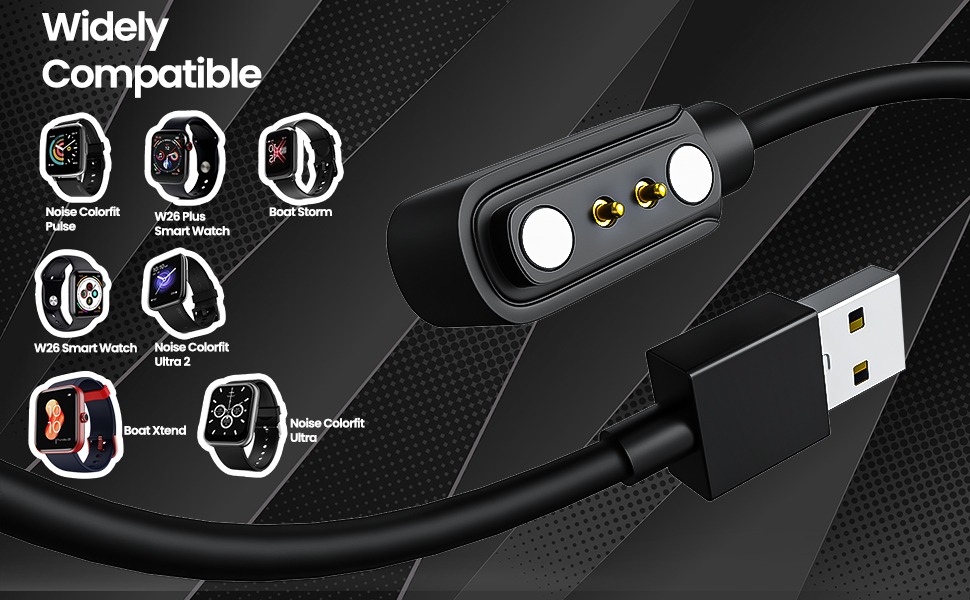 DJBYYO Smartwatch Charger Magnetic, USB Charging Cable for Boat Xtend, Noise ColorFit Pulse ...