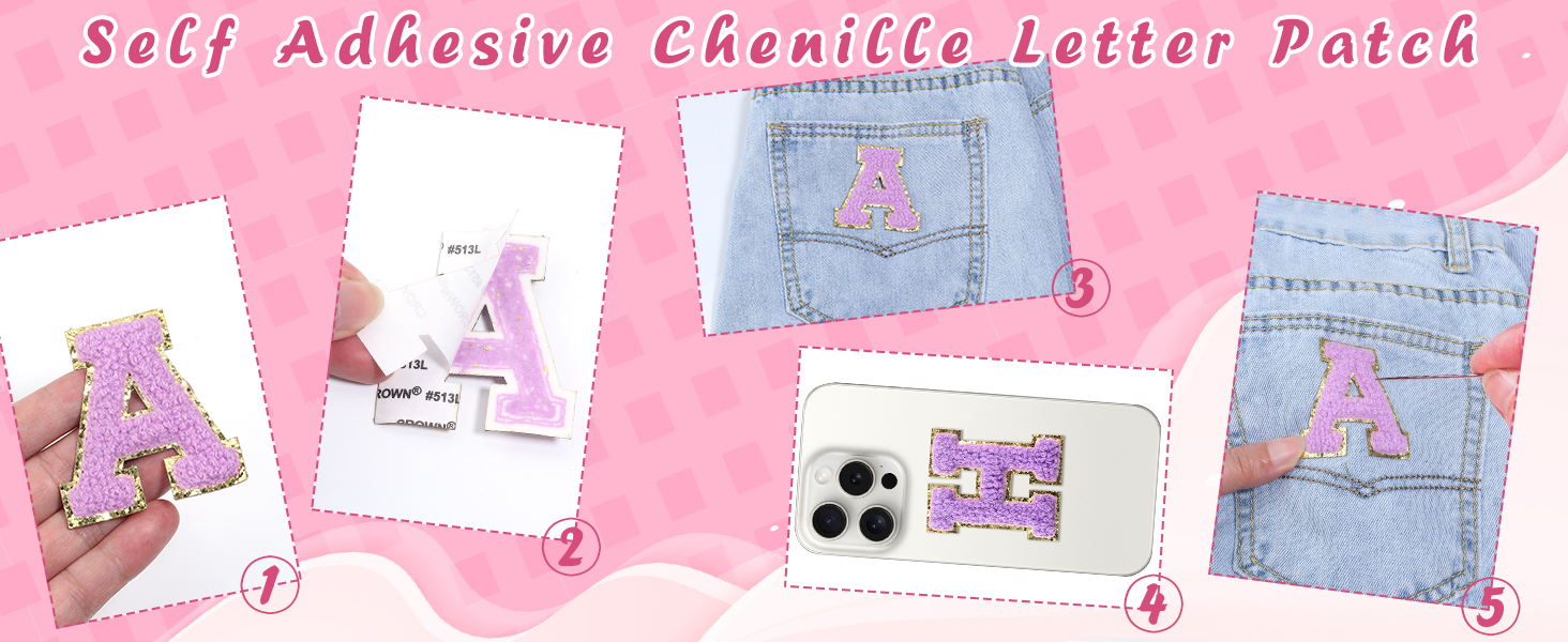 Amazon.com: 6Pcs Self Adhesive Chenille Letter Patches 2 inch Preppy ...