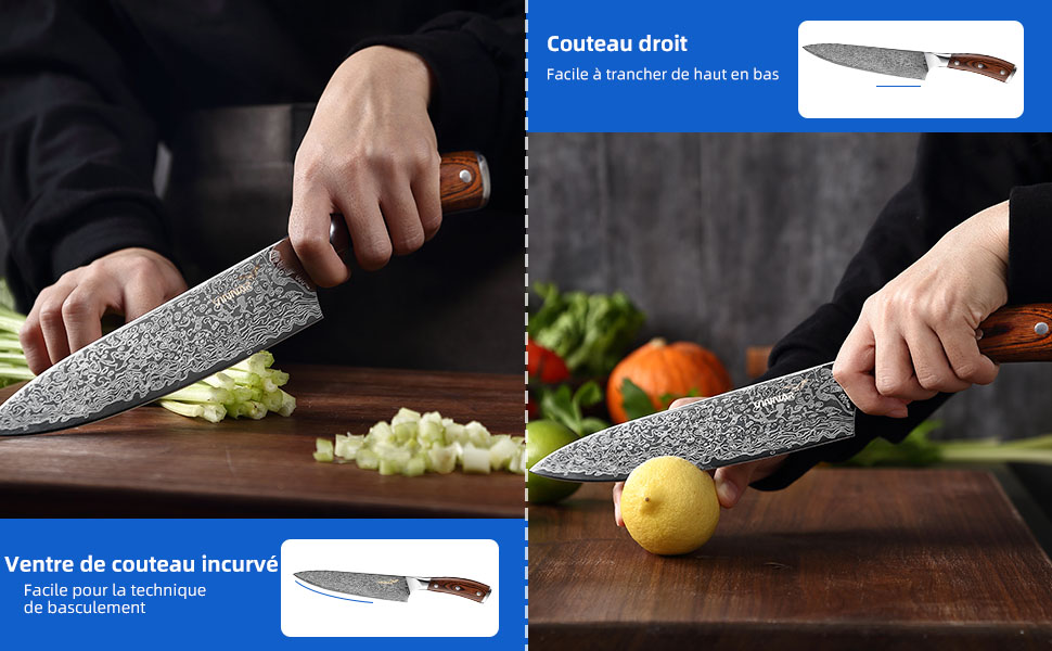 VINNAR Couteau de chef, 20 cm couteaux de cuisine professionnels en ...