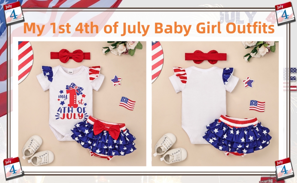 Amazon.com: FOCUTEBB My Fisrt 4th of July Outfit Newborn Infant Baby Girl 4th of July Outfits ...