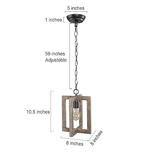 Farmhouse Pendant Light, Wood Pendant Hanging Light Fixtures for ...