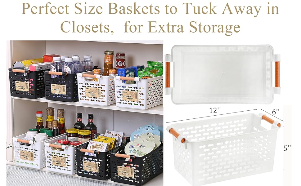 Amazon.com: Yesland 6 Pack Plastic Storage Basket, White Organizing ...