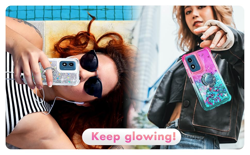 Amazon.com: Silverback for Moto G Play 2024 Case, Moving Liquid Holographic Sparkle Glitter Case ...