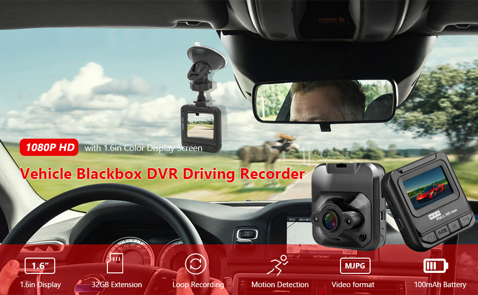 Amazon.com: Dash Cam, 1080P FHD Driving Recorder 1.6in Screen Car ...