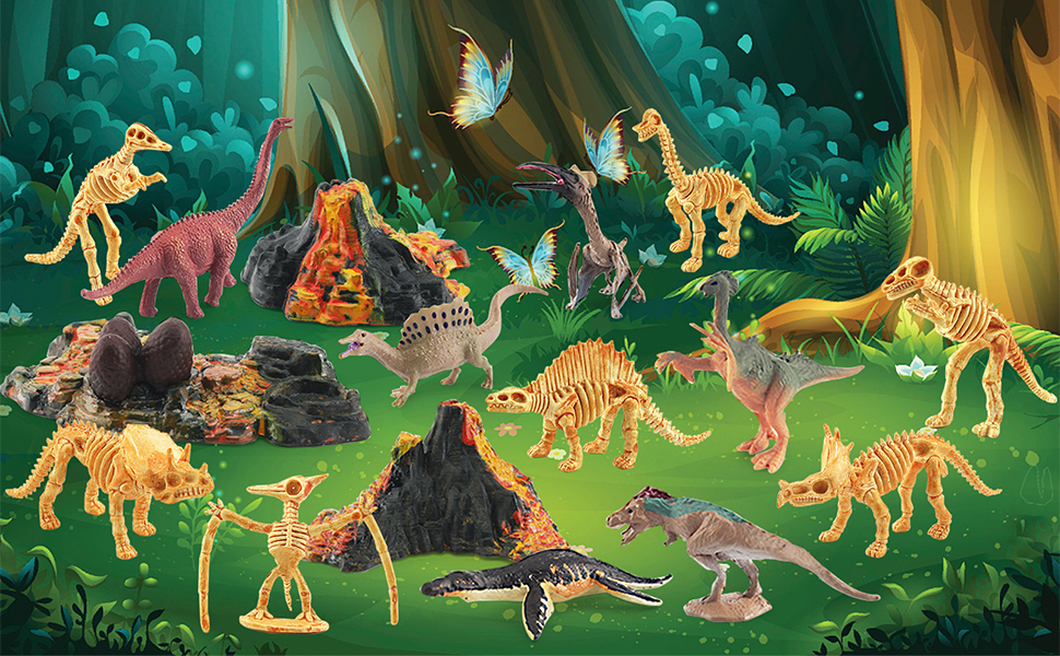 Amazon.com: SAIEMNOOET Realistic Dinosaur Animal Figurines Fossil ...