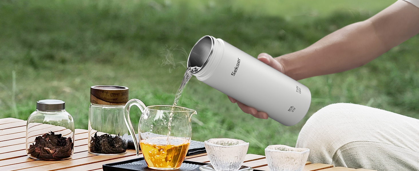 Amazon.com: Sekaer Mini Travel Portable Electric Kettle, Small Tea Kettle Hot Water Boiler ...