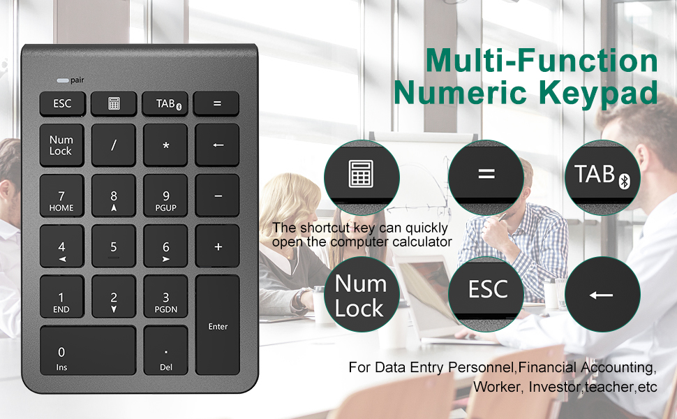 Amazon.com: Cateck Bluetooth Wireless Numeric Keypad, Portable Number ...