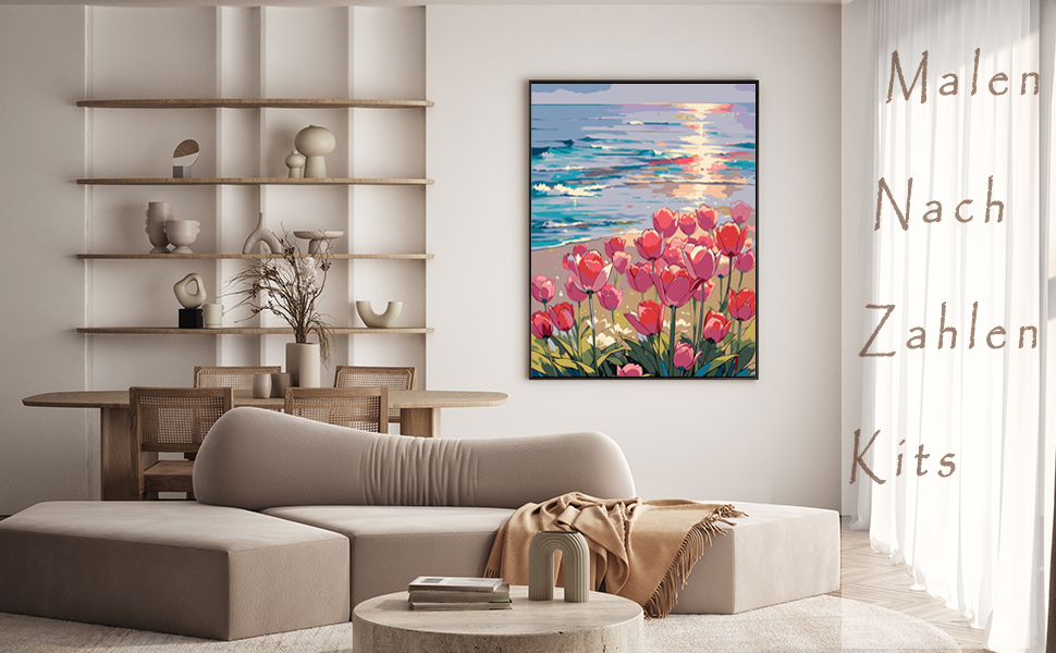 Gutluz Malen Nach Zahlen Erwachsene Blumen am Meer Malen Nach Zahlen Blume Malen-Nach-Zahlen ...