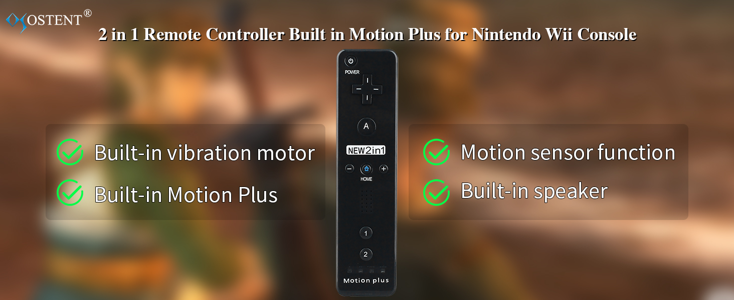 OSTENT 2 in 1 Remote Controller Built in Motion Plus for Nintendo Wii ...