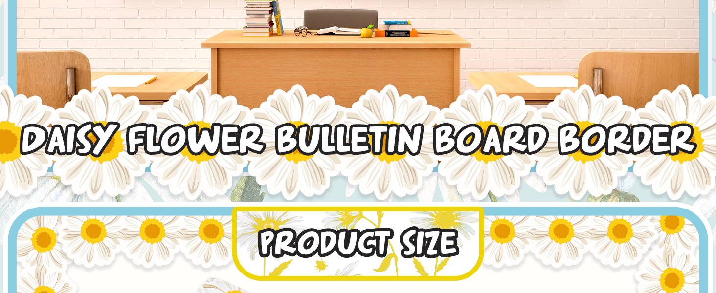 Amazon.com: Whaline Spring Daisy Flower Bulletin Board Border 32.8Ft 3D ...