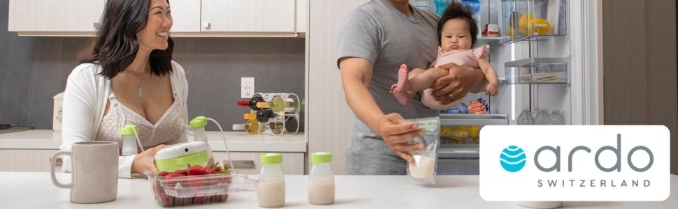 Ardo Breast Milk Bottle Set. 3 x 150ml BPA Free Storage Bottles For Breastmilk. Reusable Breast ...