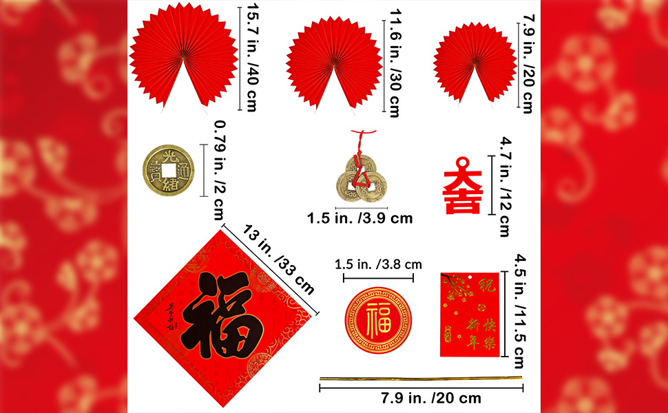 Amazon.com: Winlyn Chinese New Year Party Decorations Red Lanterns ...