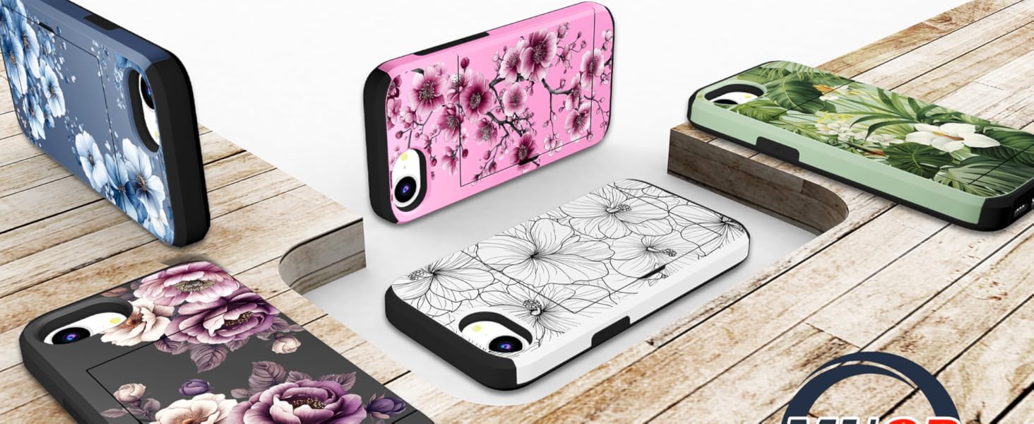 Amazon.com: MUQR Compatible for iPhone 16e Case with Card Holder Cute - Kawaii Design Military ...