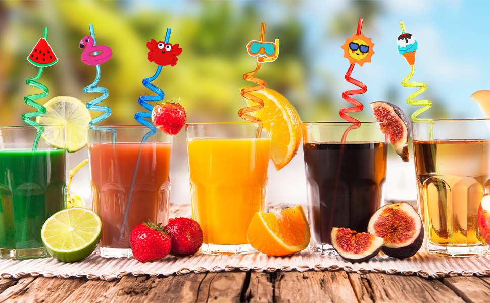 Amazon.com: 24Pcs Drinking Straws, Pool Party Decorations Supplies ...