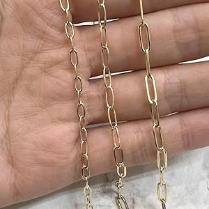 Amazon.co.jp: 14KGFパーツ 鎖 チェーン 20cm あずきチェーン 平長あずき 平あずき サイズ充実 チェーンのみ ゴールド ((中)約7.3×3.0mm) : ホビー