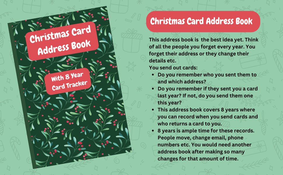 Christmas Card Address Book: With 8 Year Card Tracker: Publishing, Joy ...