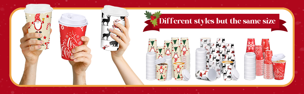 Amazon.com: Umigy 100 Pcs 12 oz Christmas Disposable Coffee Cups with ...
