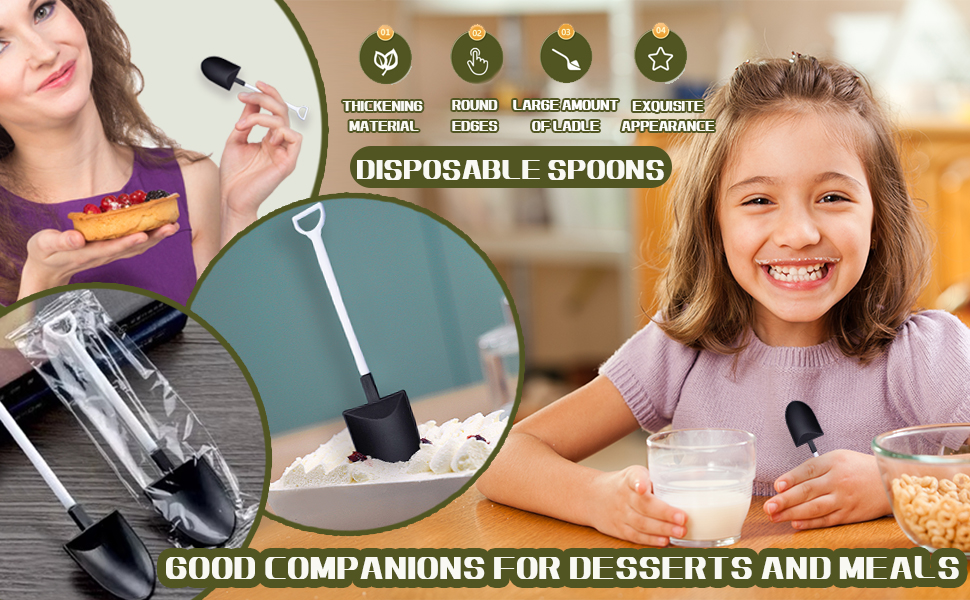 Amazon.com: OaaXbbECco Novelty Mini Shovel Shape Spoons Cute Disposable Plastic Dessert Spoons ...