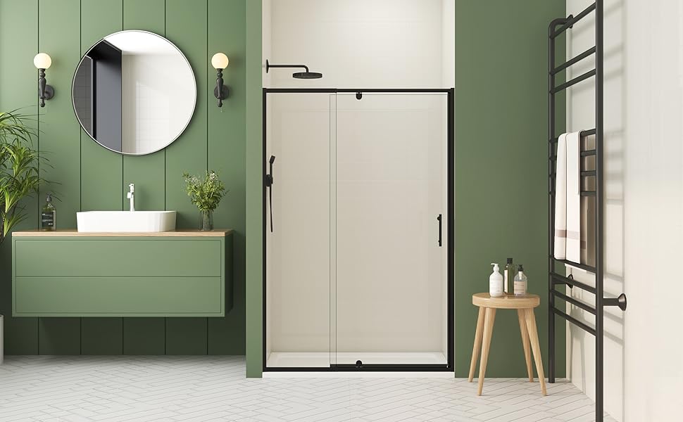 38-42" W x 71" H Piovt Swing Glass Shower Door,Pivot Frame Sliding Shower Door with 1/4"(6mm ...