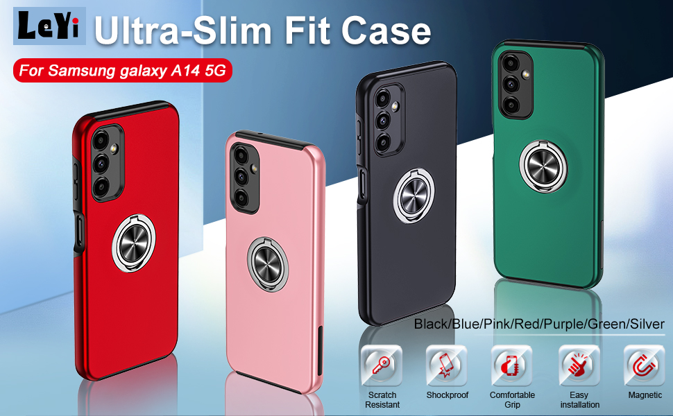 LeYi Samsung Galaxy A14 4G-5G Case: A 14 Phone Cover with 2 Tempered Glass Screen Protector ...