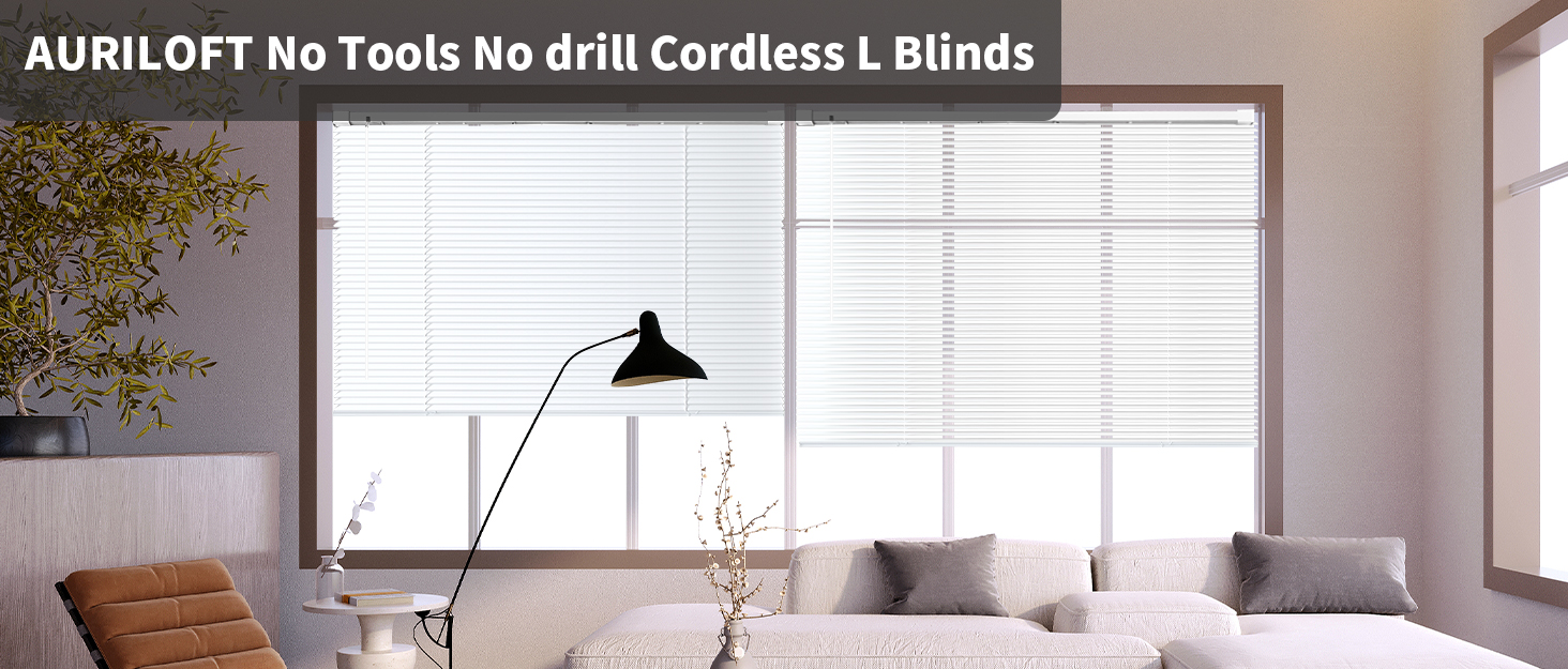 Amazon.com: AURILOFT No Tools No Drill Cordless Mini Blinds 20" Wx 36 ...
