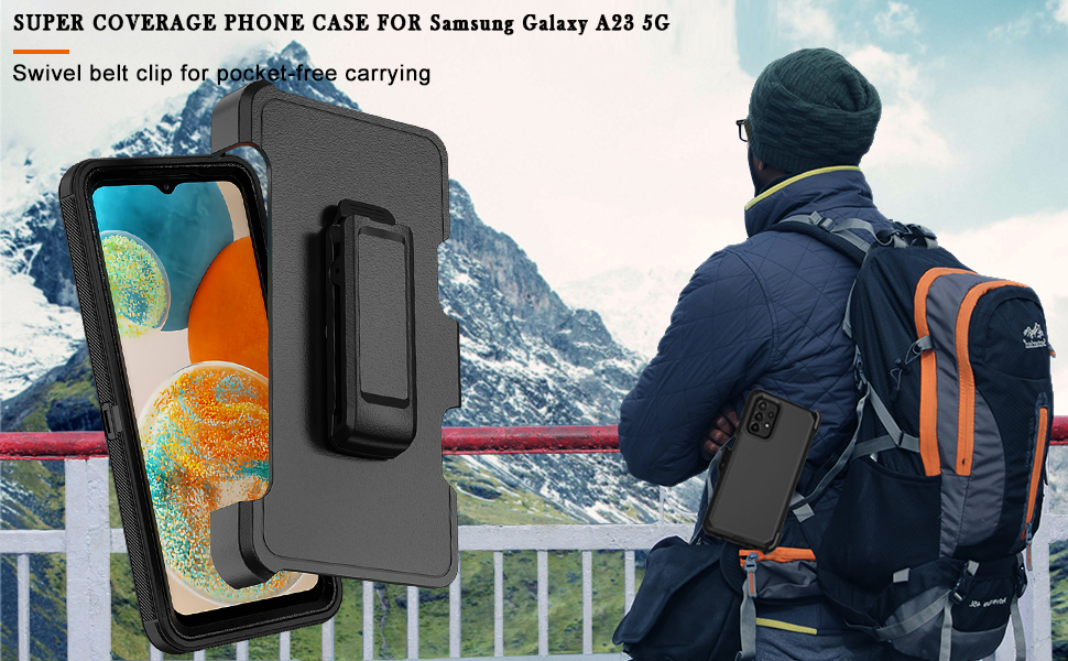 Amazon.com: NIUBITY Rugged Phone Case for Samsung Galaxy A23 5G|4G, with Belt Clip Holster ...
