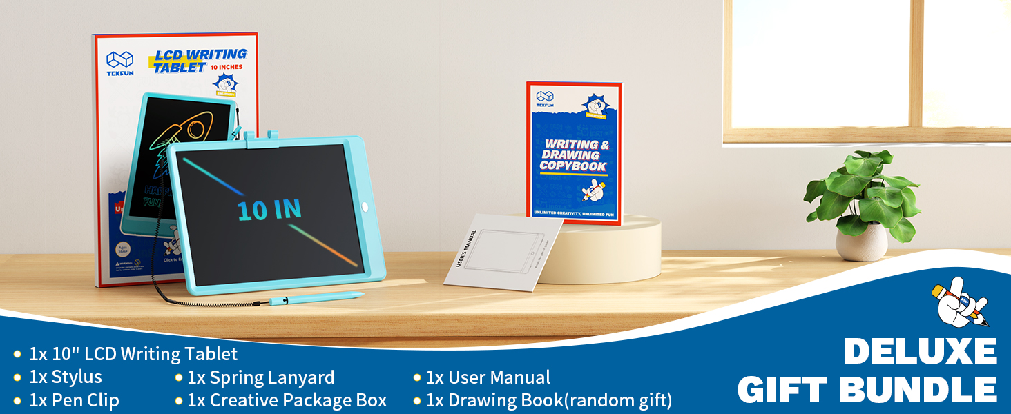 Amazon.com: TEKFUN LCD Writing Tablet Doodle Board, 10inch Colorful Drawing Tablet Writing Pad ...