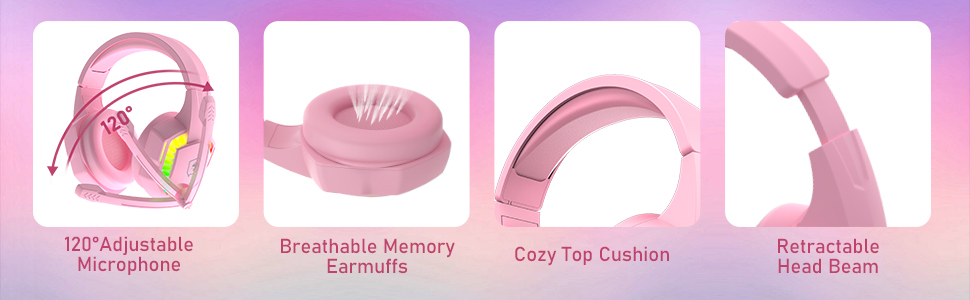 Wired Gaming Headset with Rainbow RGB Backlight Retractable Noise ...