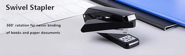 Deli - Grapadora giratoria con brazo oscilante, grapadora de computadora giratoria de 360 grados ...